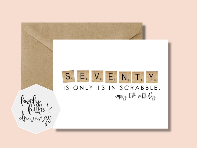 70th Birthday Card, 70th Birthday Gift for Mom, Scrabble Gifts, Best ...