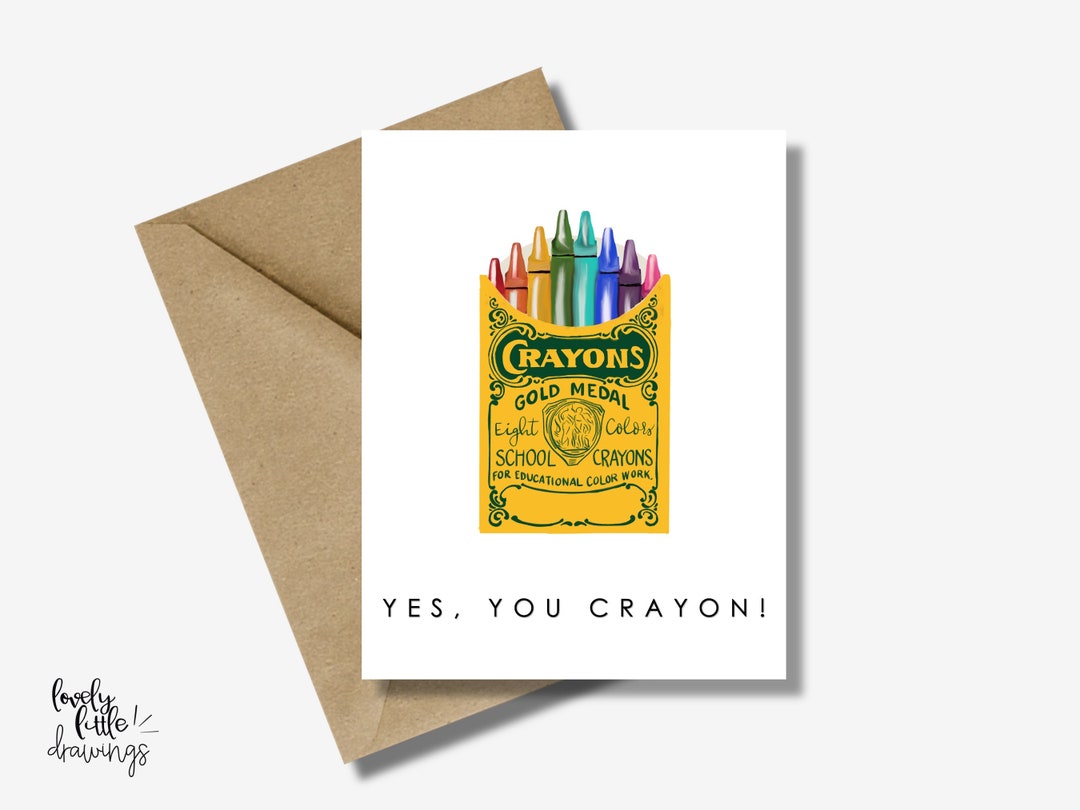 Yes You Can, Crayon Greeting Card, Teacher Card, Encouragement Card ...