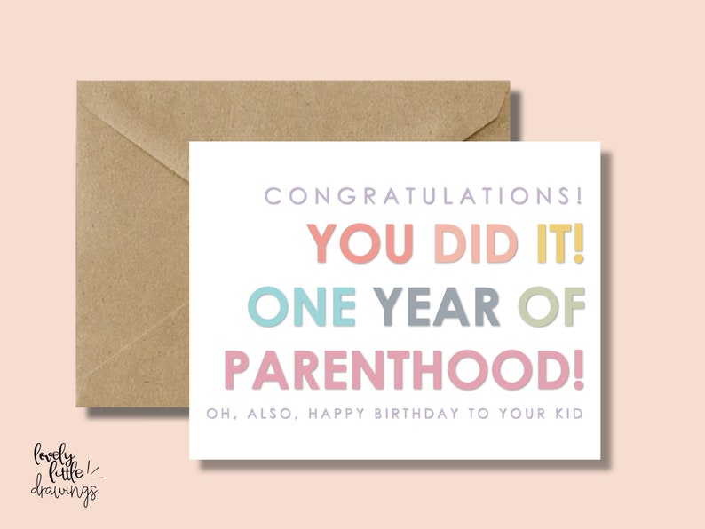 New Parents Greeting Card, First Year of Parenting Card, First Birthday ...