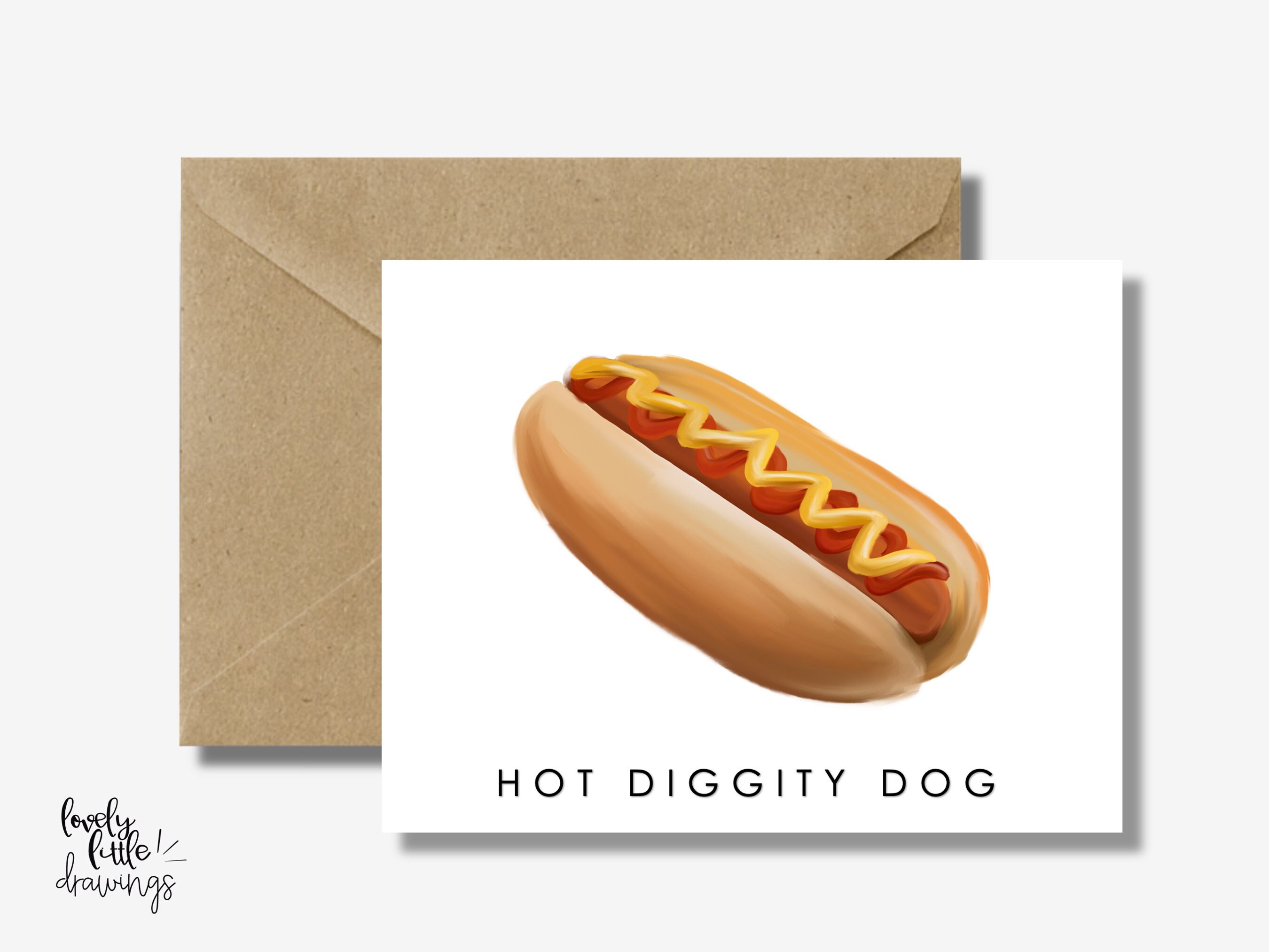 Hot Diggity Dog Birthday Card, Personalized Cards, Hot Dog Pun, Punny ...