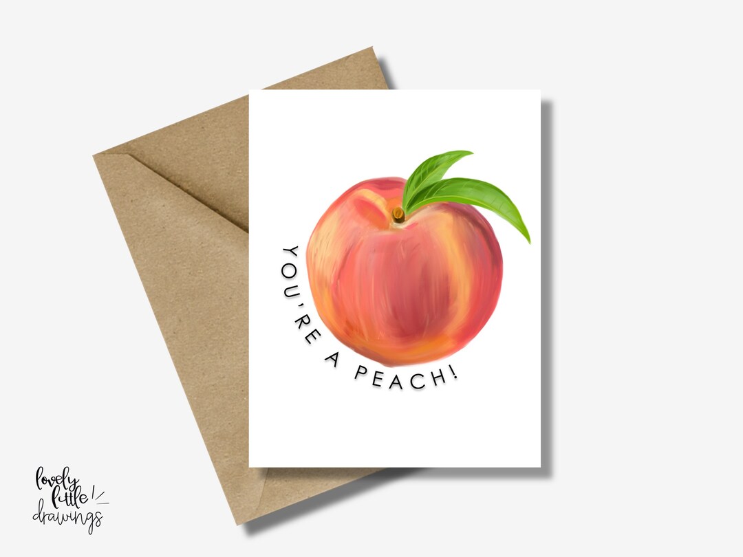 Funny Thank You Card, One Sweet Peach, Youre a Peach Greeting Card ...