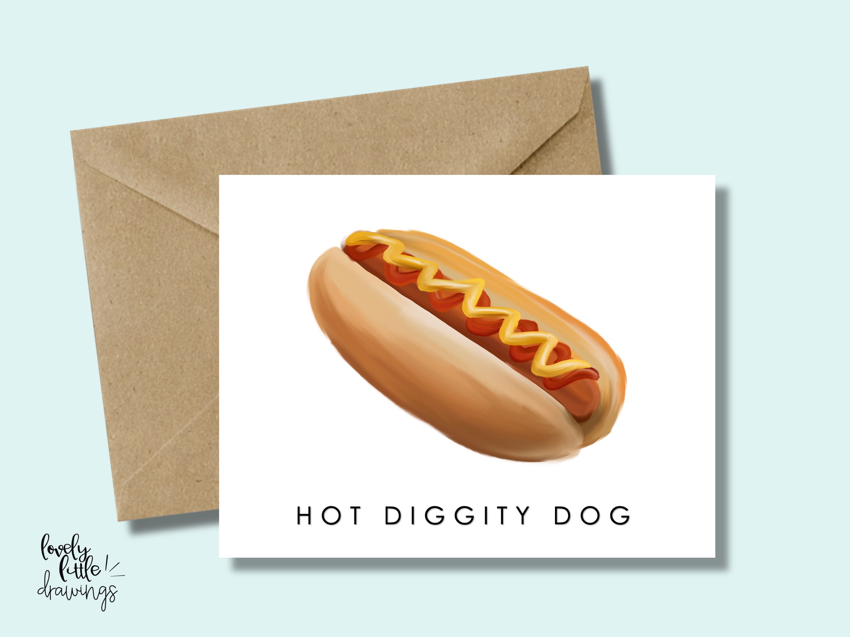 Hot Diggity Dog Birthday Card, Personalized Cards, Hot Dog Pun, Punny ...