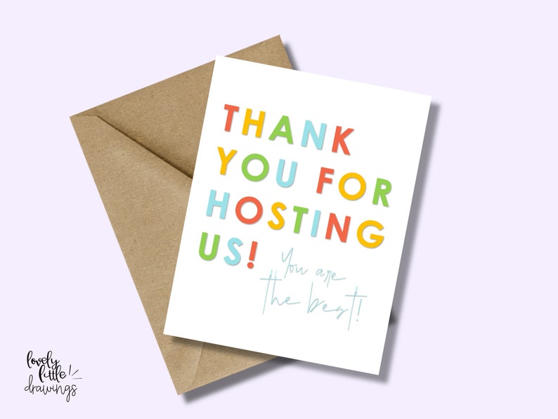 Thank You for Hosting Card, Handmade Linen Cardstock - Etsy
