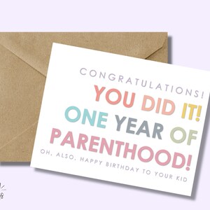 New Parents Greeting Card, First Year of Parenting Card, First Birthday ...