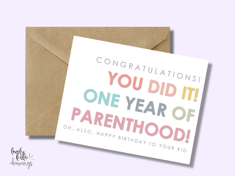 New Parents Greeting Card, First Year of Parenting Card, First Birthday ...