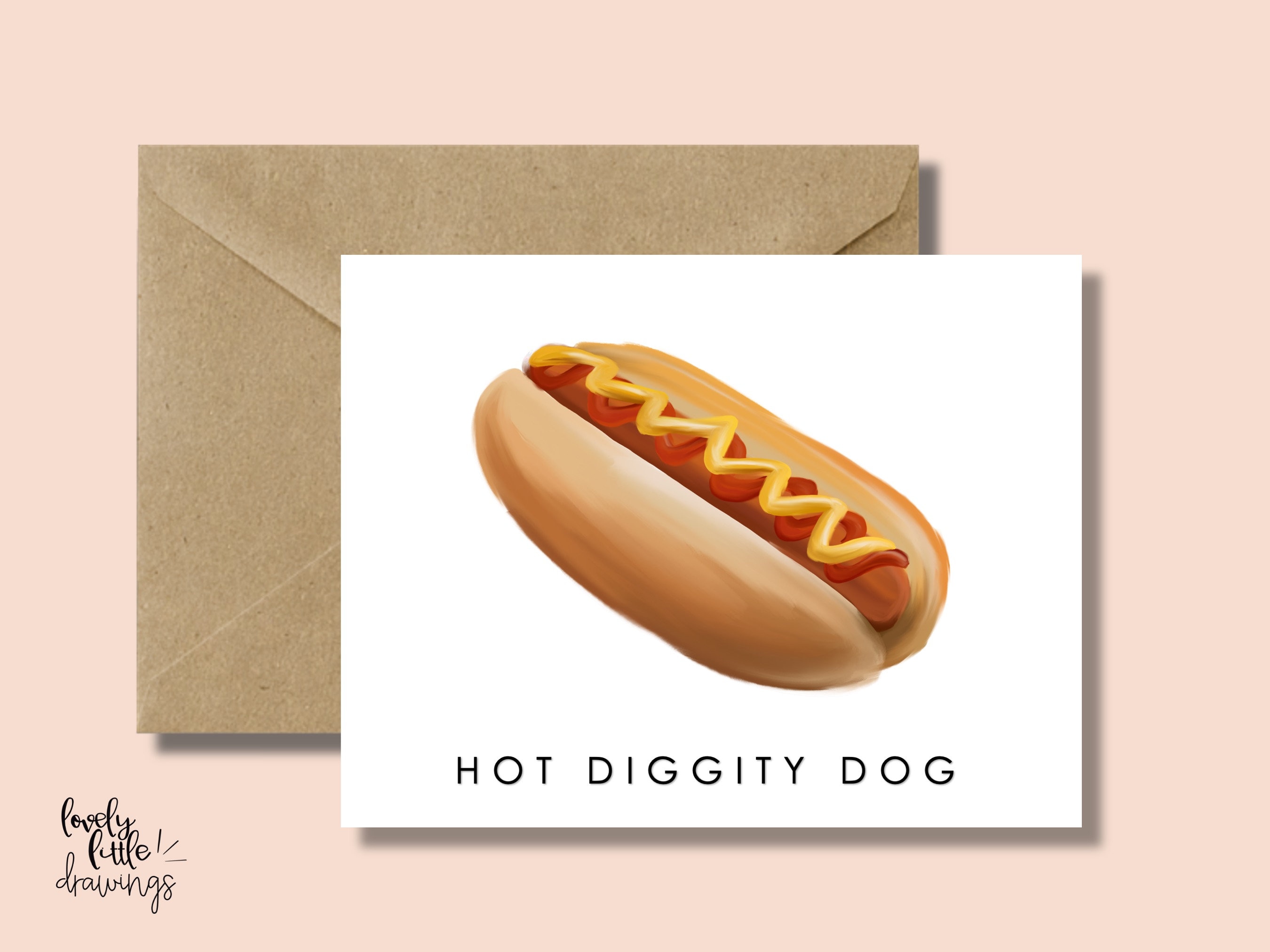 Hot Diggity Dog Birthday Card, Personalized Cards, Hot Dog Pun, Punny ...