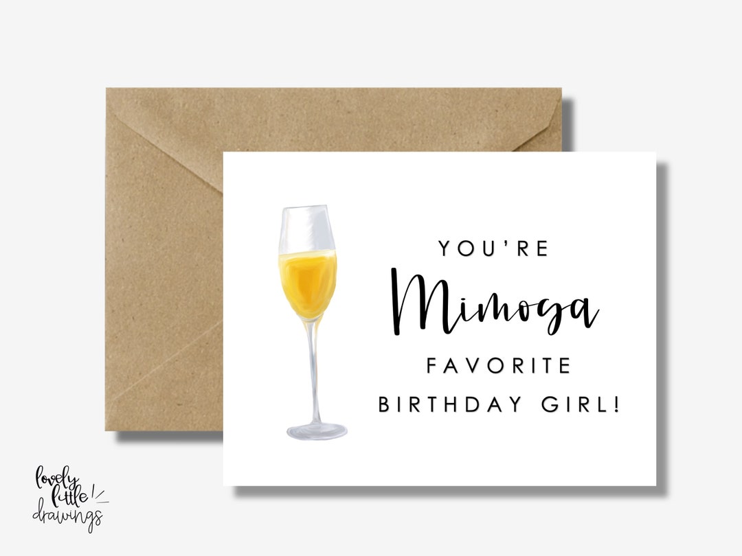Mimosa Birthday Card: Funny Birthday Brunch, Kraft Envelope - Etsy