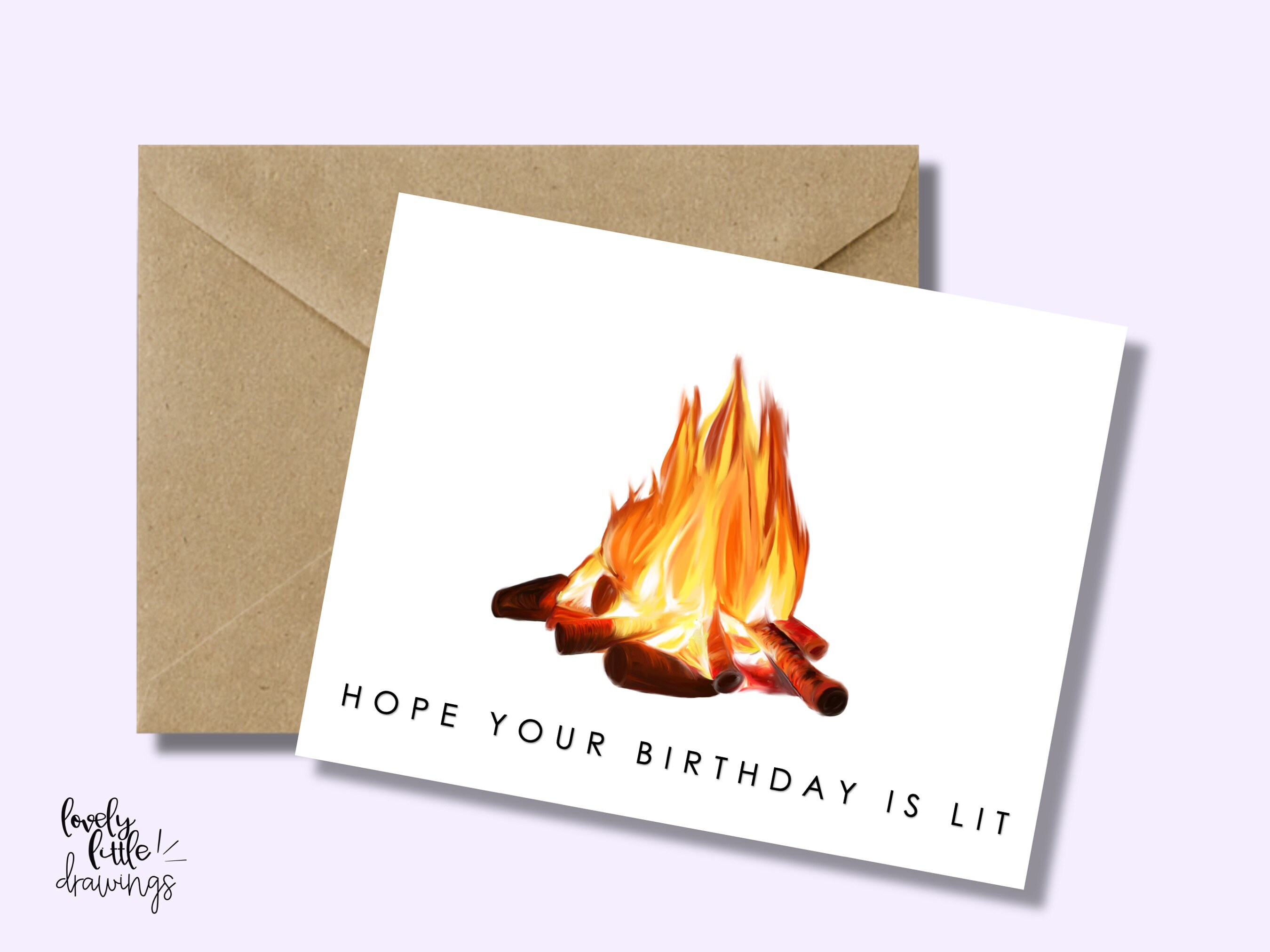 Campfire Birthday Card: Happy Camper Adventure Theme - Etsy