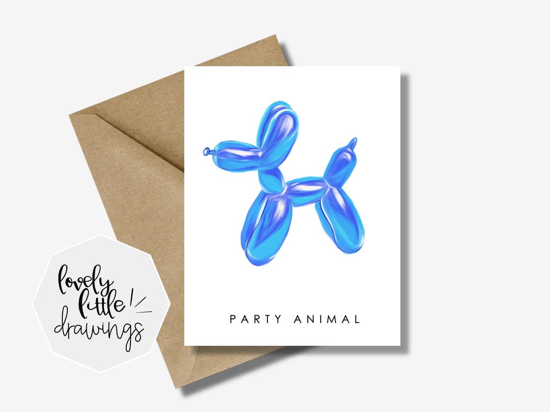 Balloon Dog Birthday Card, Cutecore , Wild One Birthday - Etsy