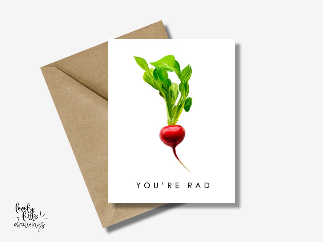 Youre Rad Radish Birthday Card Vegetable Card for Friend - Etsy