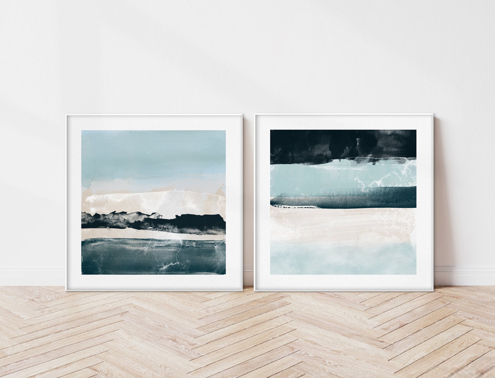 Navy Blue Print Set Ocean Art Prints Modern Square Printable - Etsy