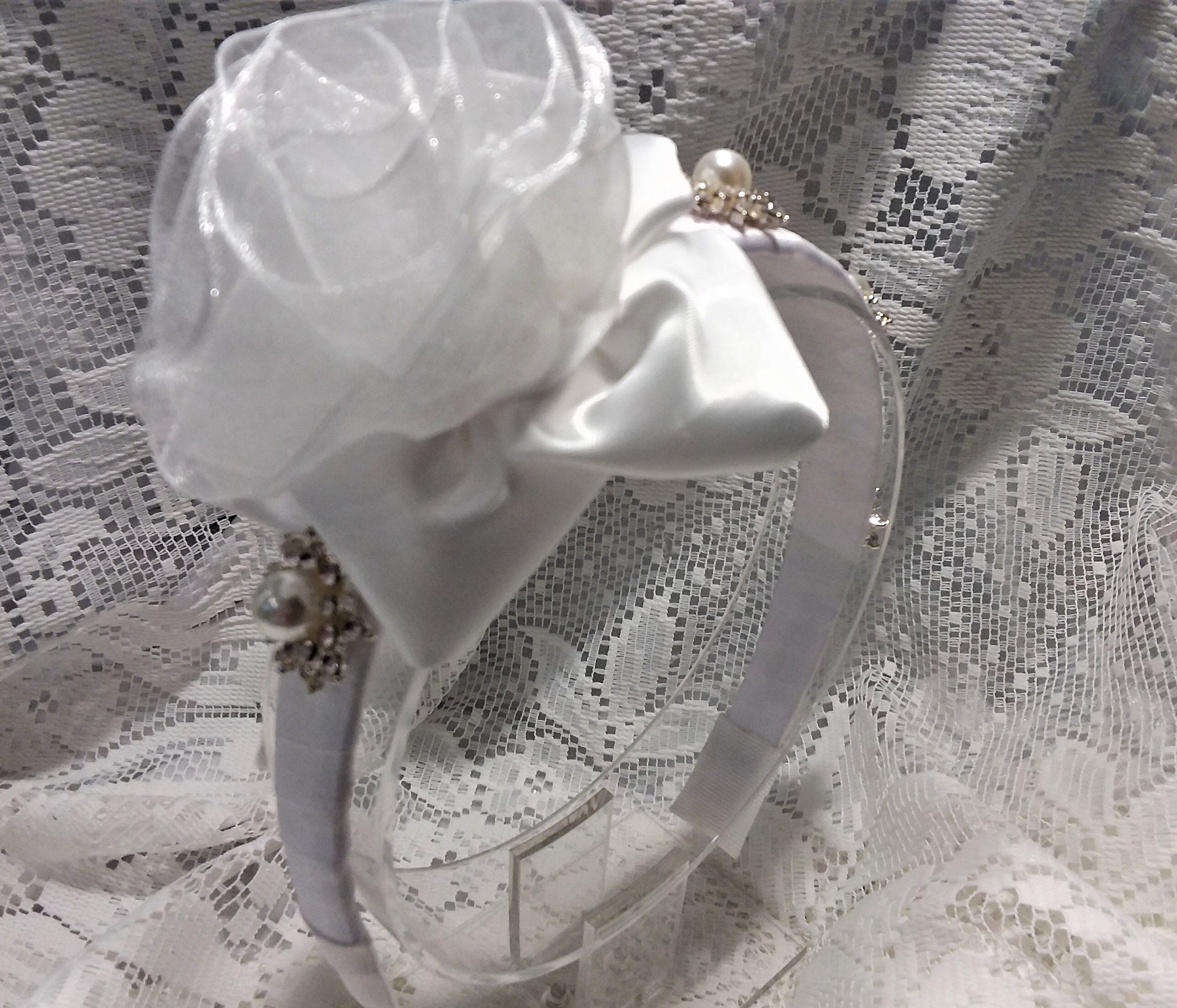 BRIDE or BRIDESMAID'S HEADBAND in a White Satin Ribbon | Etsy