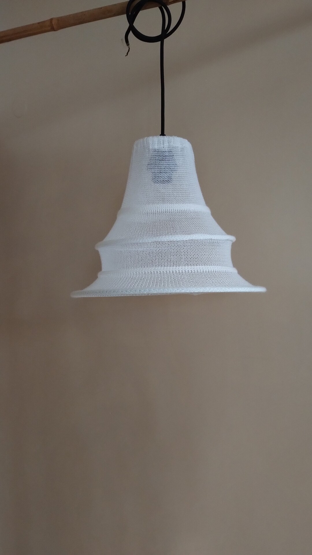Knitted Transparent Lampshade, Merino Lampshade, White Knitted Lamp ...