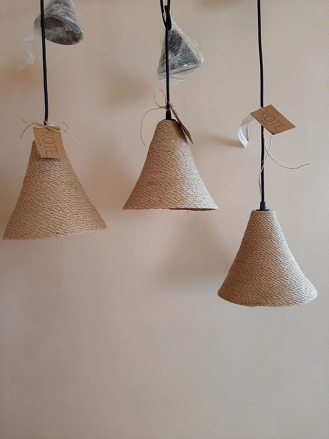 Handmade Burlap Pendant Light, Rustic Cafe Lighting, Twisted Jute Rope ...