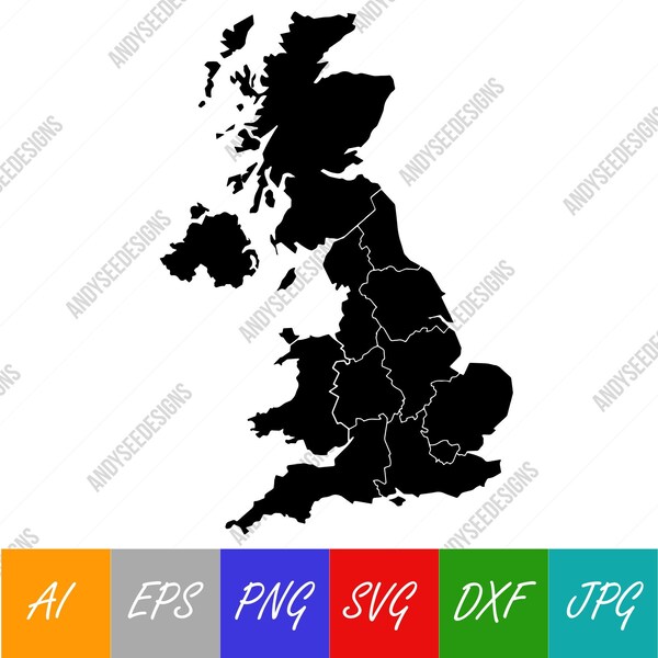 United Kingdom Map - Etsy