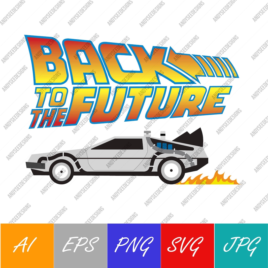 Back to the Future Delorean and Logo Vector Digital Download SVG, Ai ...