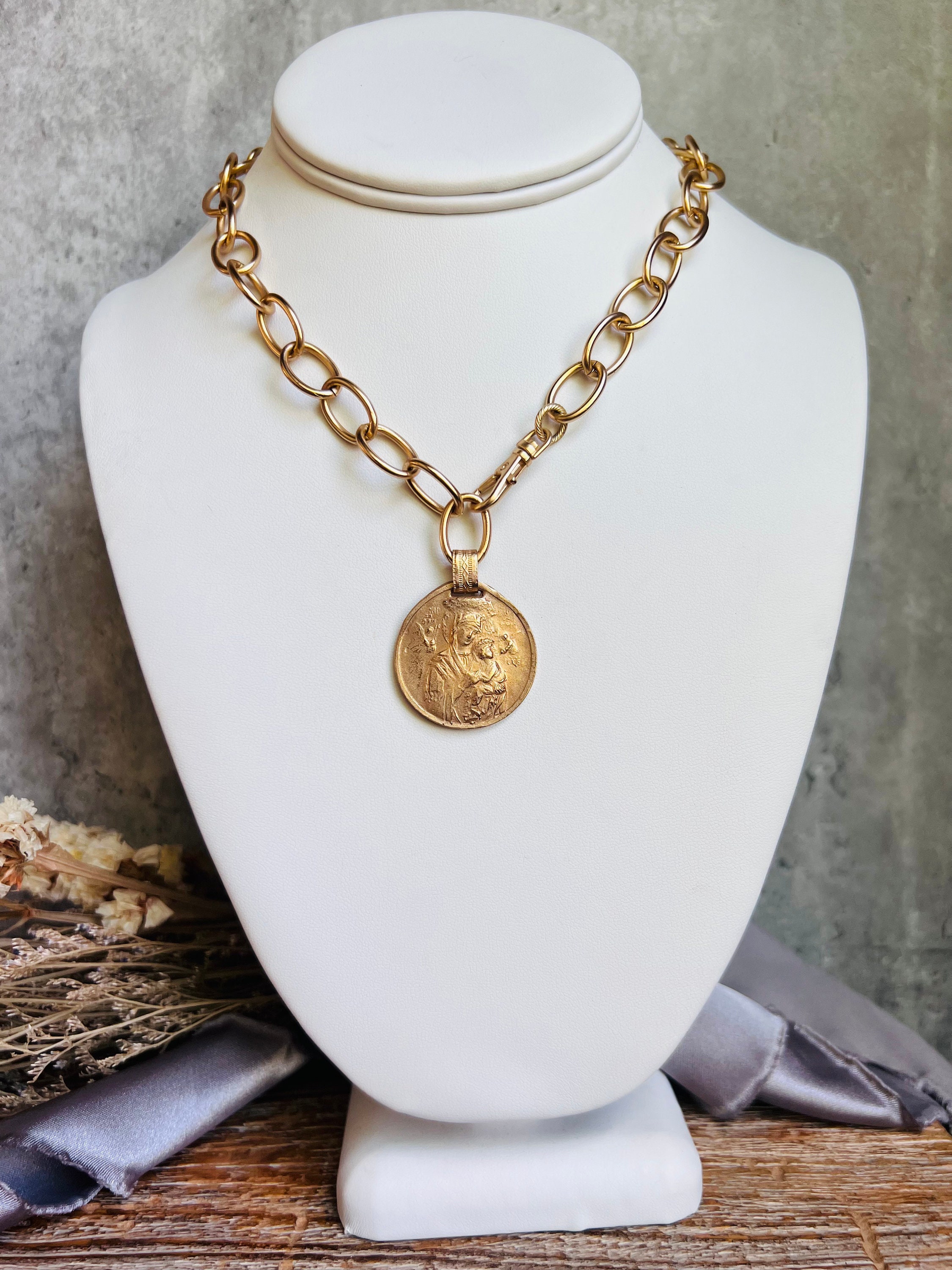 Our Lady of Perpetual Help Necklace Adjustable Large Link - Etsy