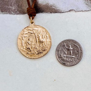 Saint Hubert Bronze and Leather Necklace | Patron Saint of Hunters ...