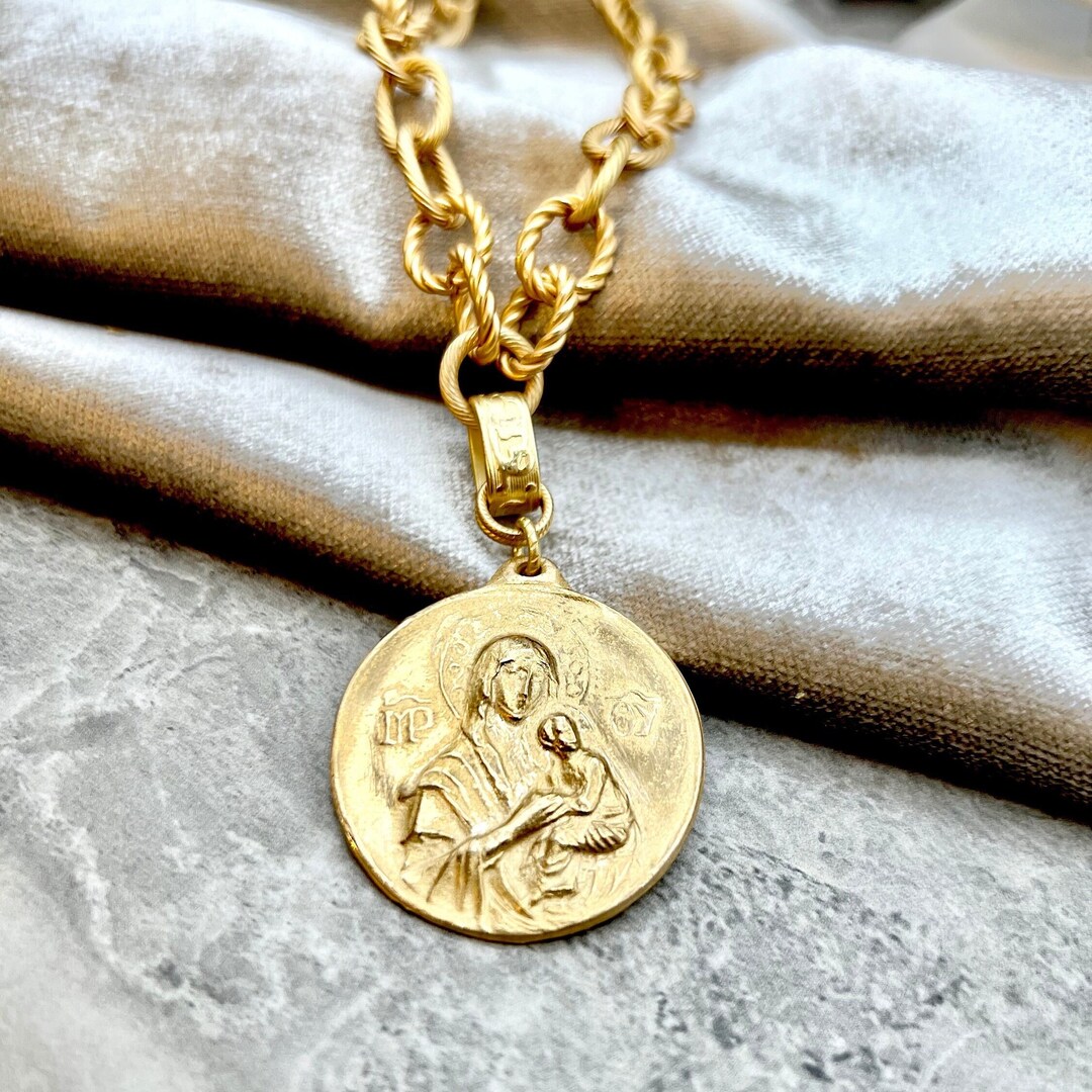 Our Lady of Perpetual Help Statement Necklace | Large Antique Replica ...