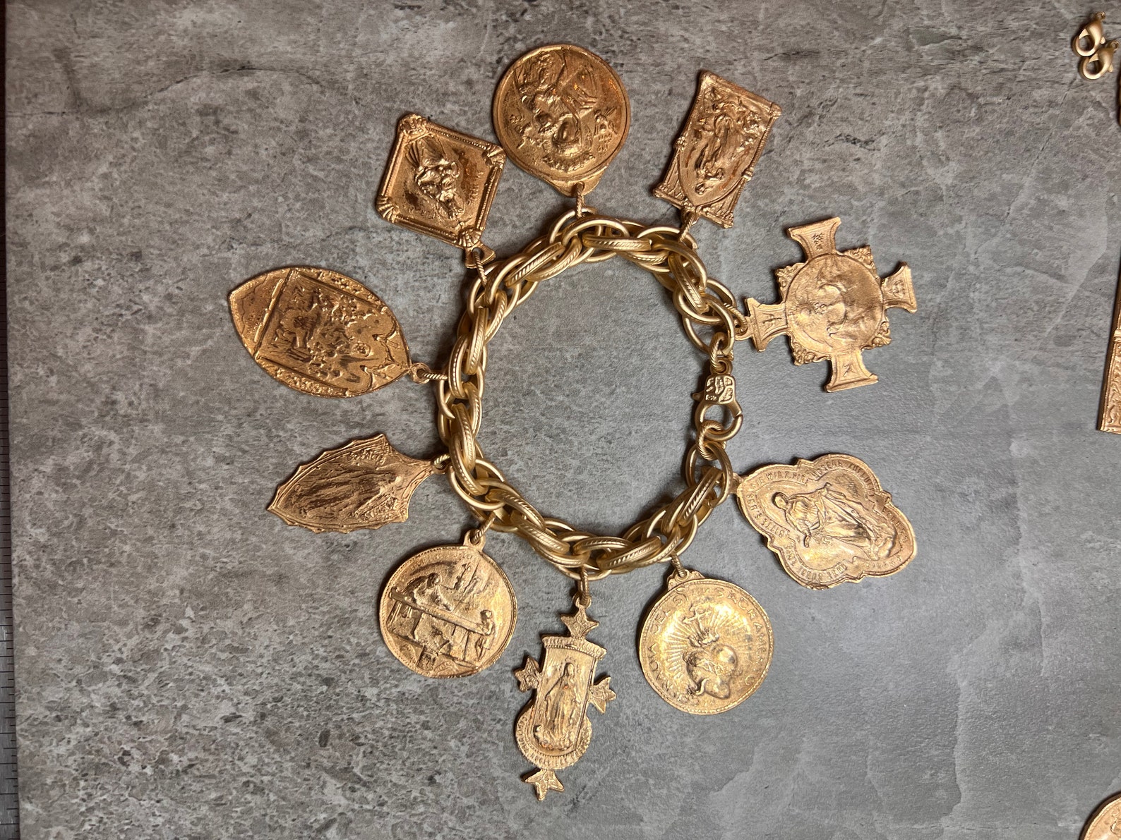 Religious Charm Bracelet | Antique Replica | Bronze Clay | Catholic ...