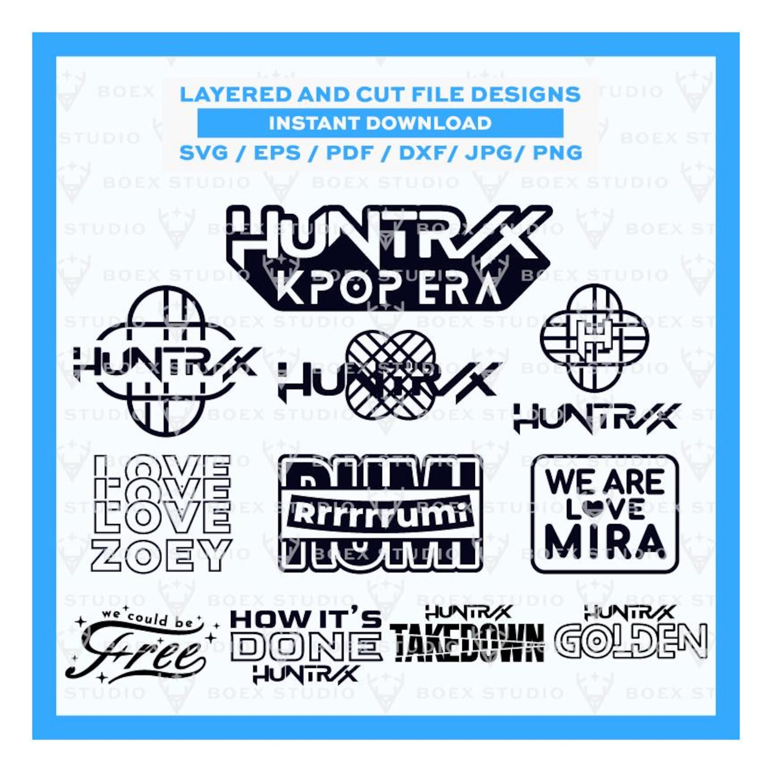 Huntrix Logo Bundle, Layered Huntrix, Cut File Huntrix, Sticker Huntrix ...
