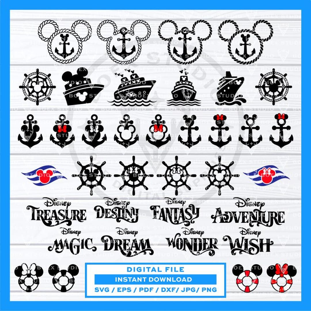 Disney Cruise SVG Cut File Bundle, Anchor Mickey Mouse, Disney Cruise ...
