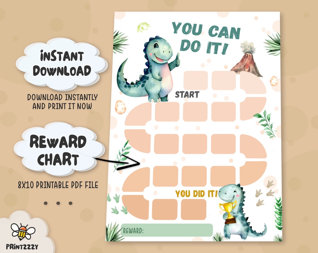 Personalized Dinosaur Reward Chart Printable T-rex Behavior - Etsy