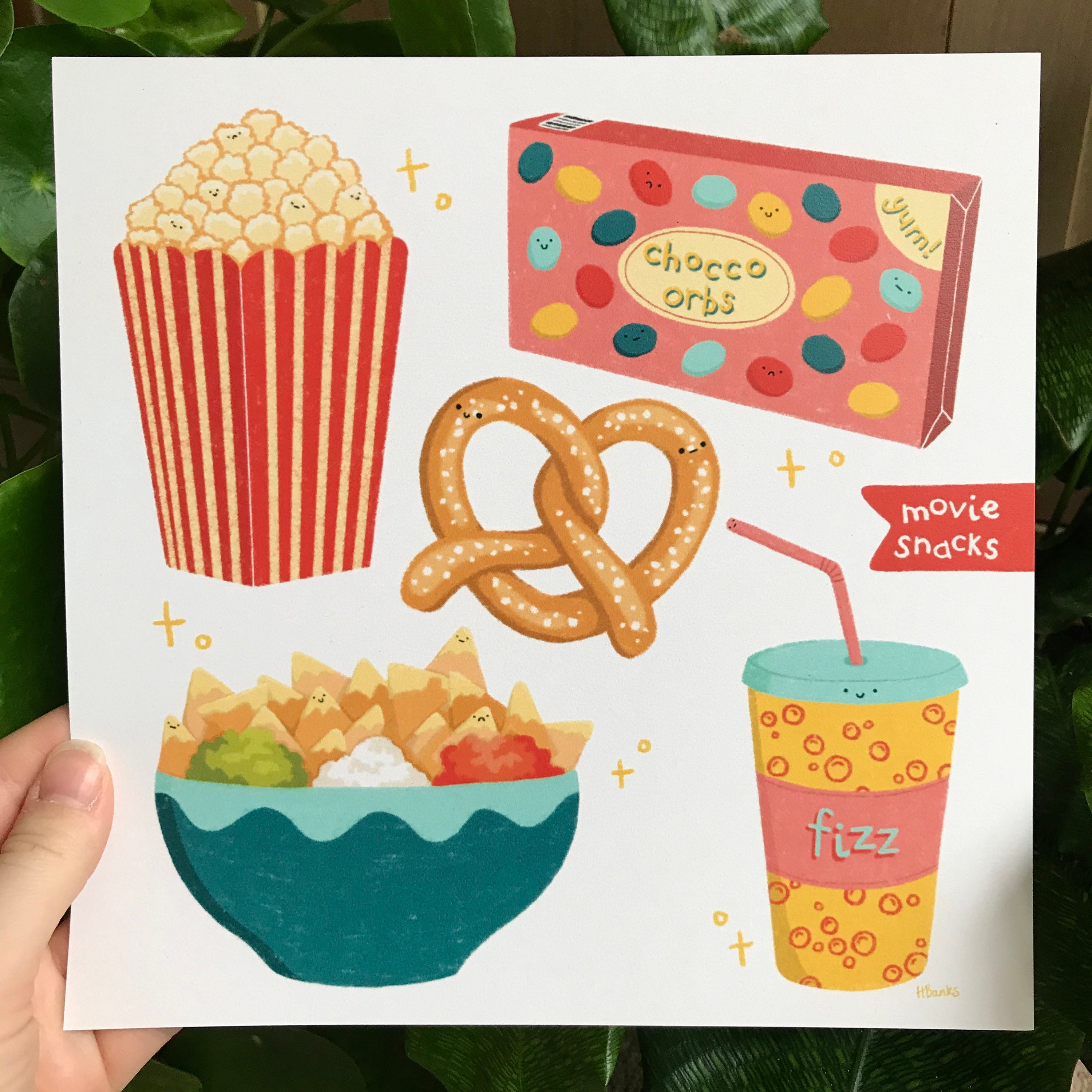 Art Print || Movie Snacks, Digital Illustration, 210mm X 210mm - Etsy UK