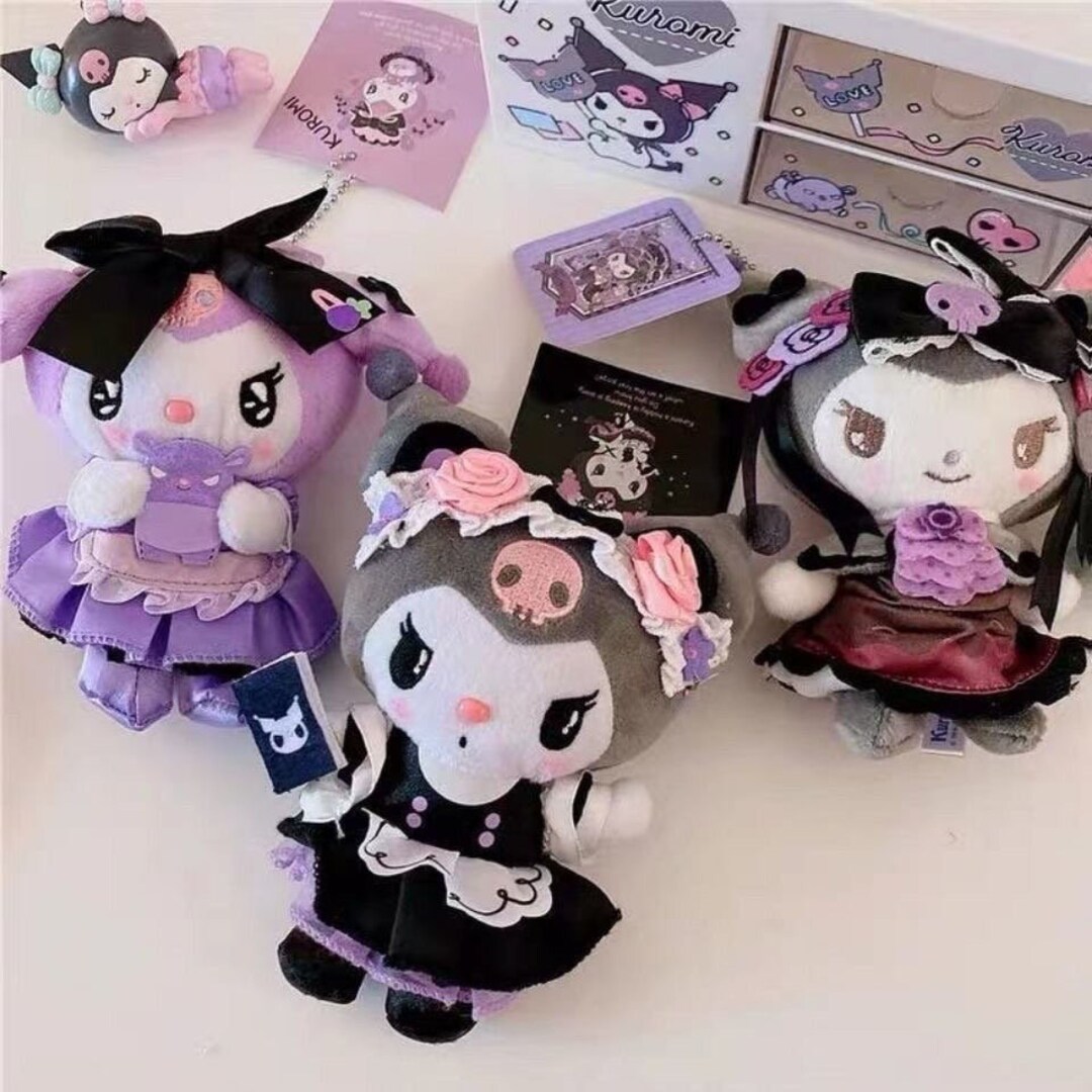 Kawaii Japanese Cartoon Plush Keychain Set of 3 Kuro Housemaid Servant ...