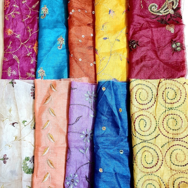 Embroidered Silk Fabric - Etsy