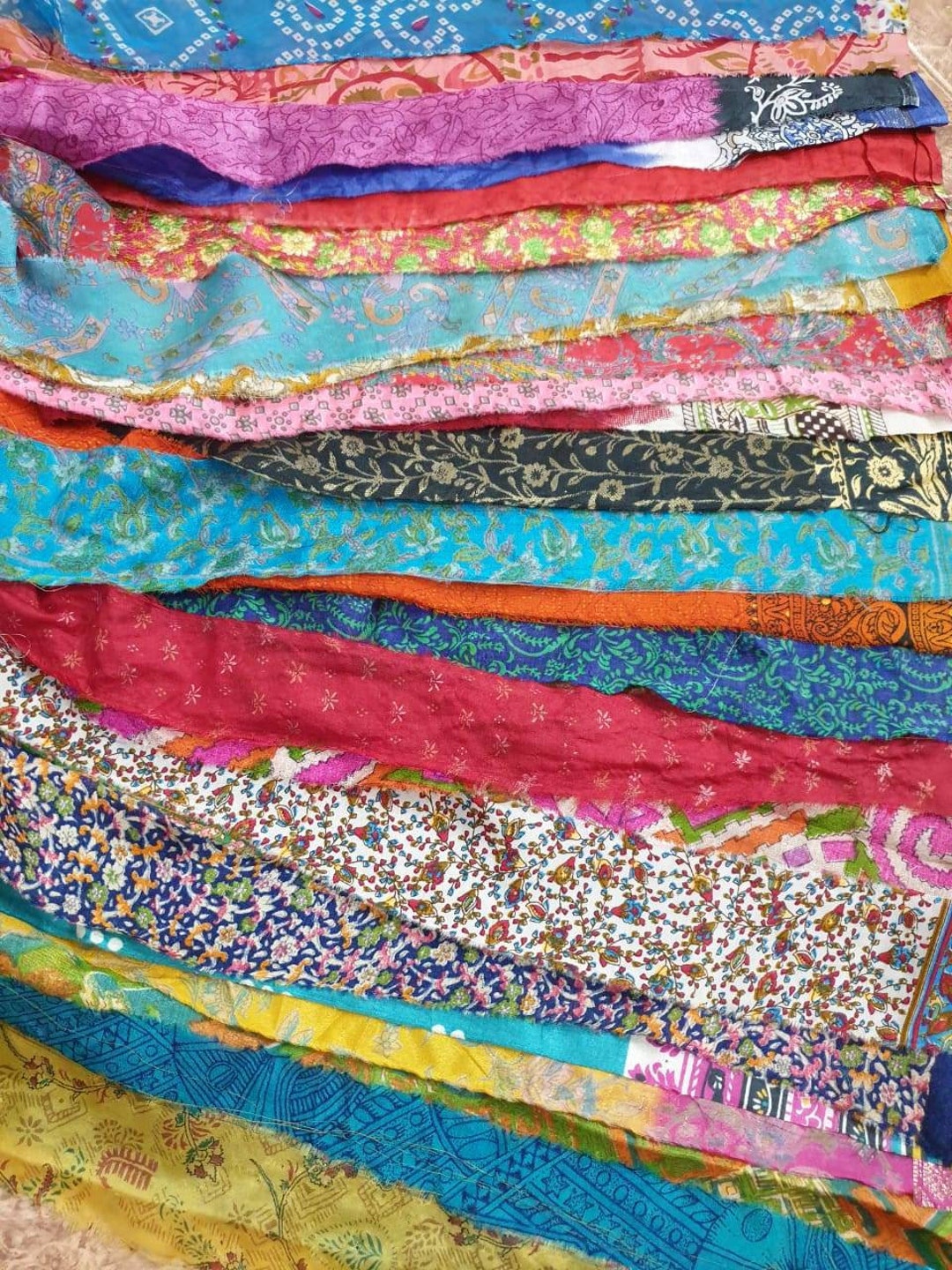 Silk Sari Strips Ribbon 30 YARDS Yarn Tassels SKEINS MIXED Shades ...