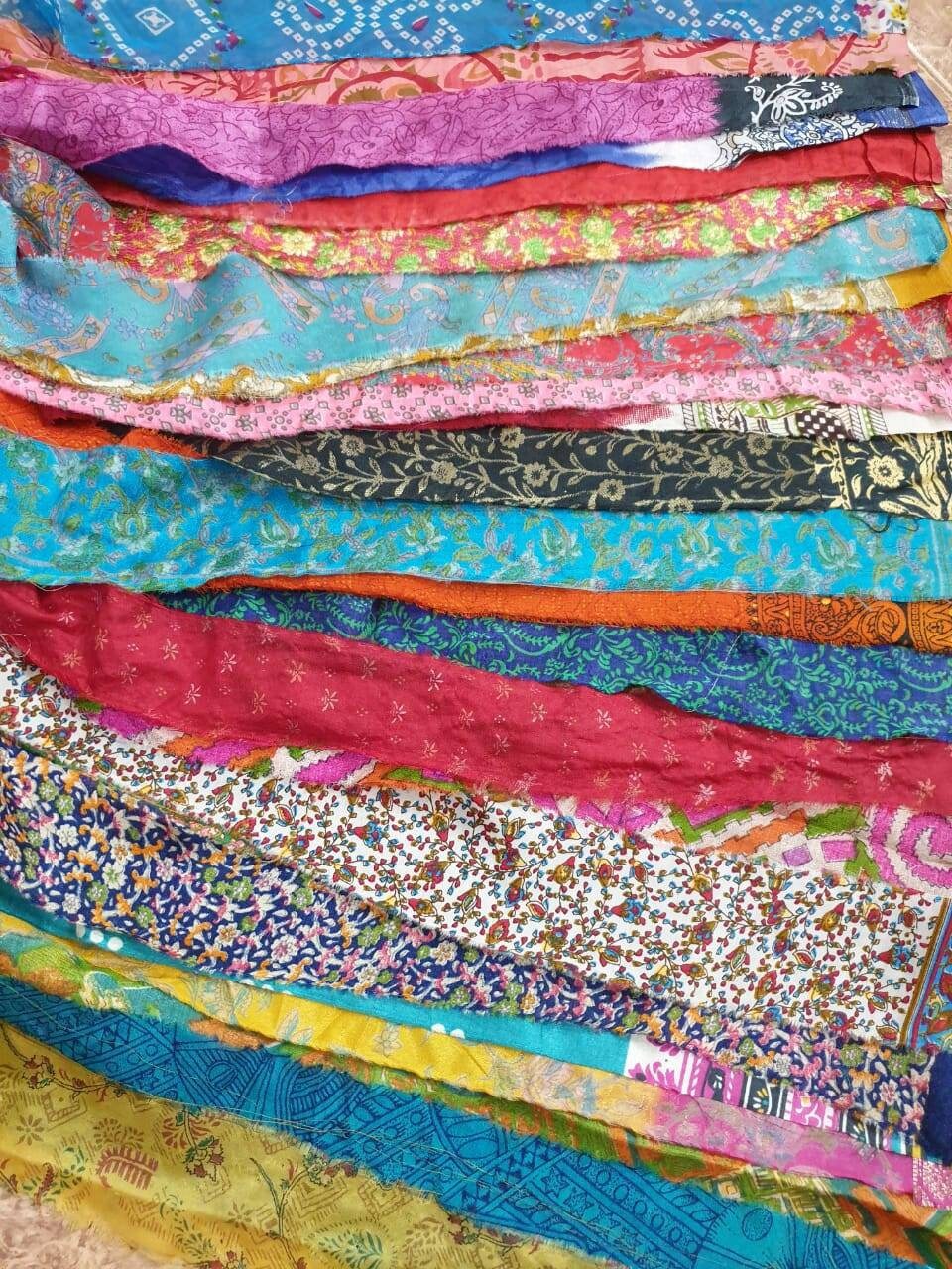 Silk Sari Strips Ribbon 30 YARDS Yarn tassels SKEINS MIXED | Etsy