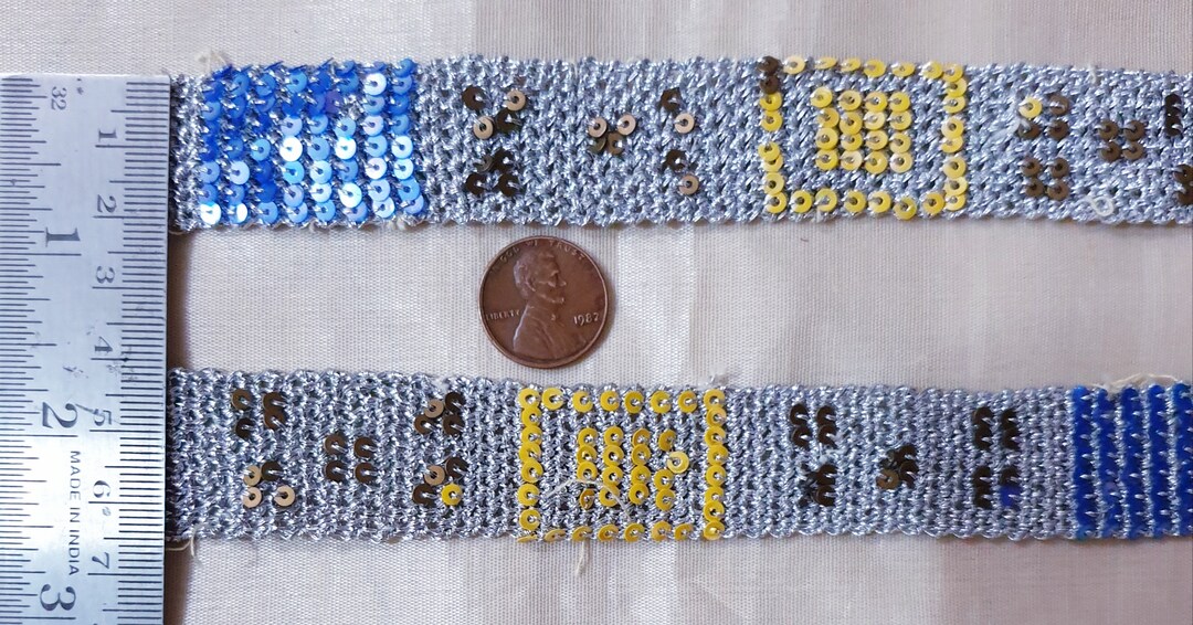 RARE Vintage Sari Lace Border Edging Trim Lace Ribbon Sequins 2 Feet K254 PL3 - Etsy