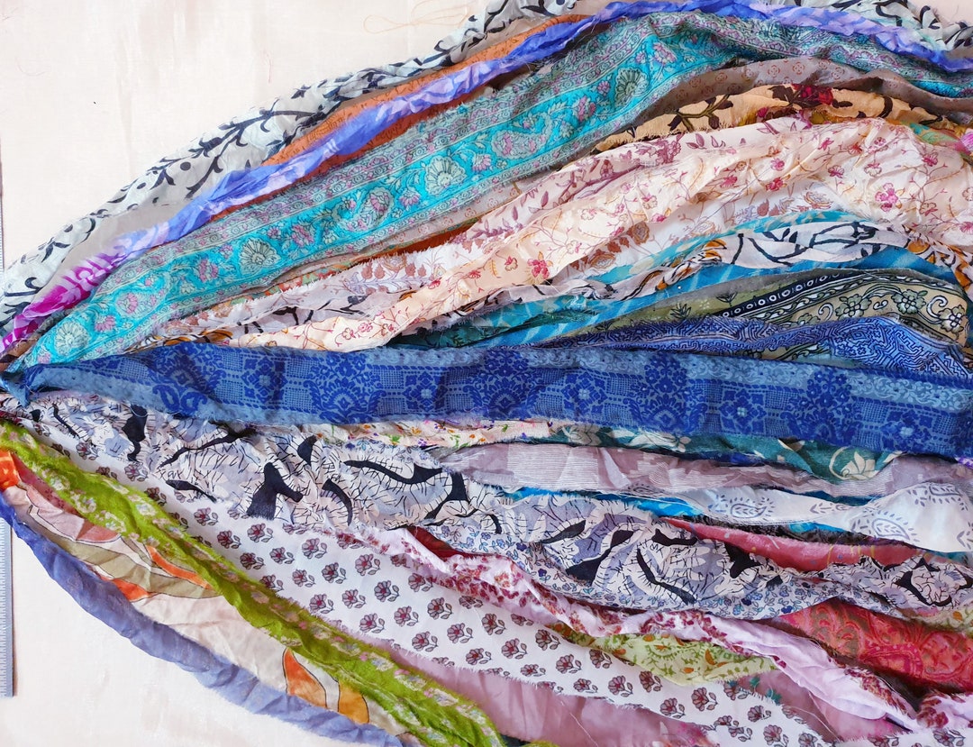 Silk Sari Strips Ribbon 50 YARDS (1 Yard Each) Yarn Tassels SKEINS ...