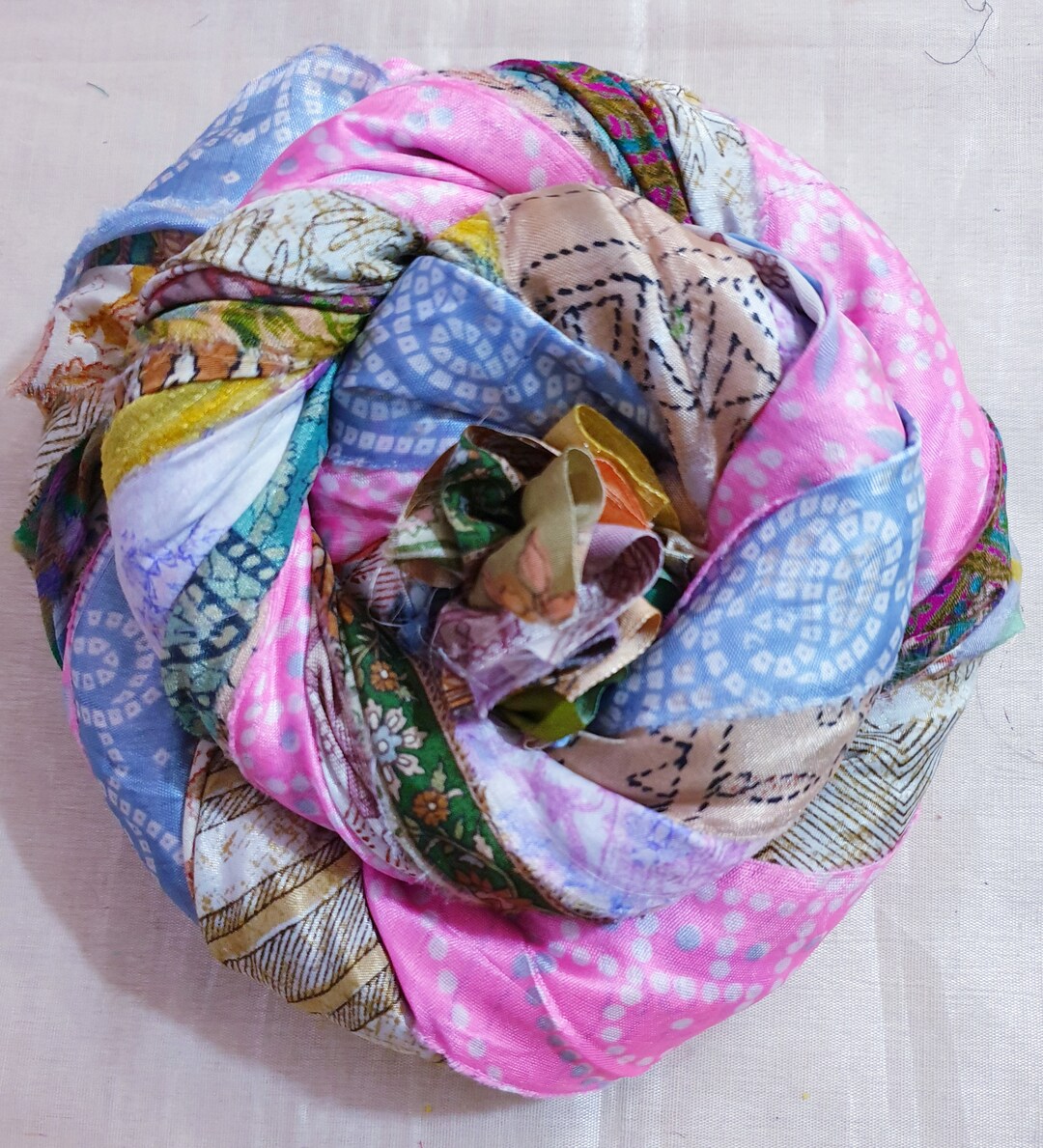 Silk Sari Strips Ribbon 50 YARDS Yarn Tassels SKEINS Muted DULL , Great ...