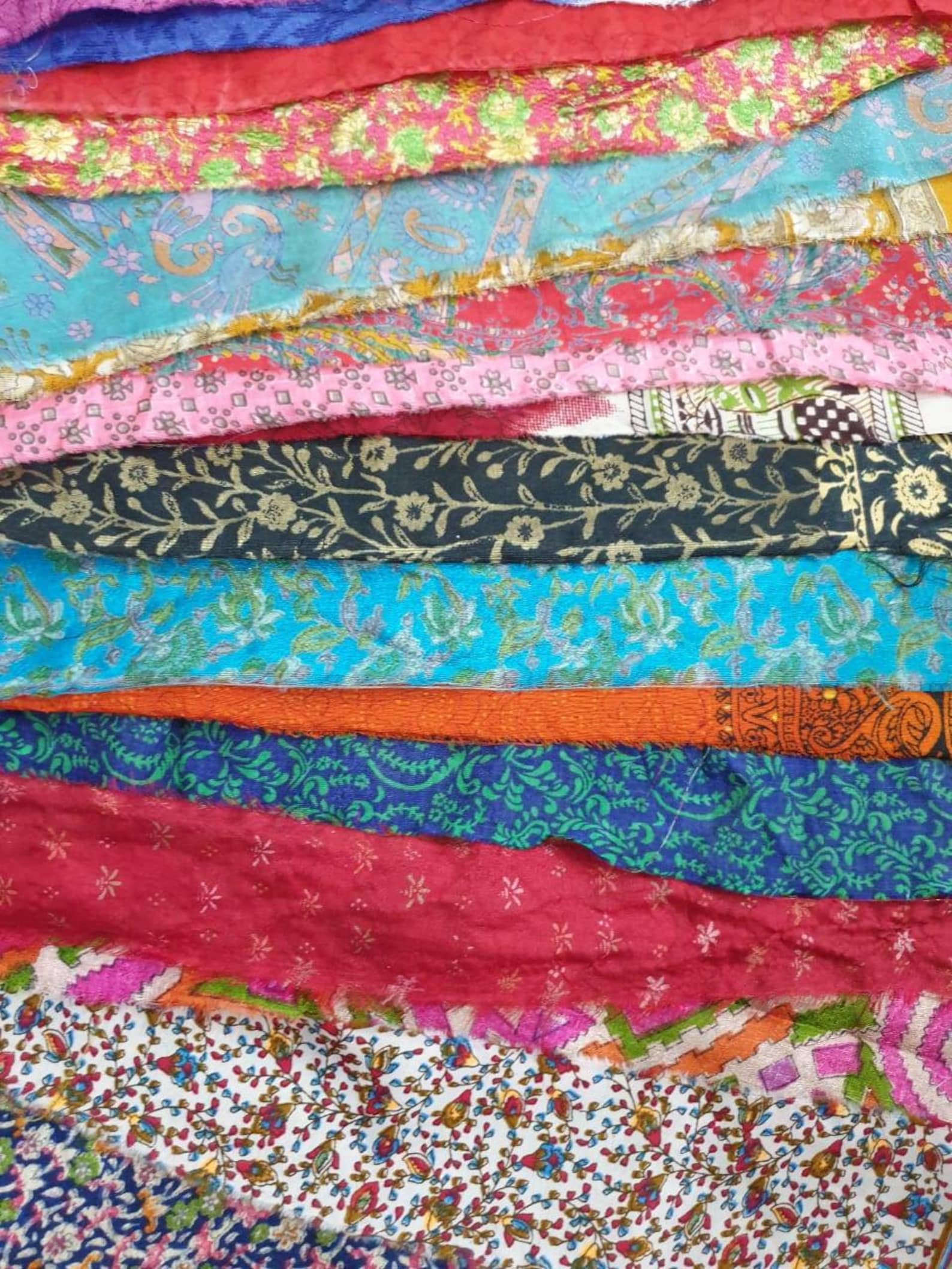 Silk Sari Strips Ribbon 30 YARDS Yarn Tassels SKEINS MIXED - Etsy