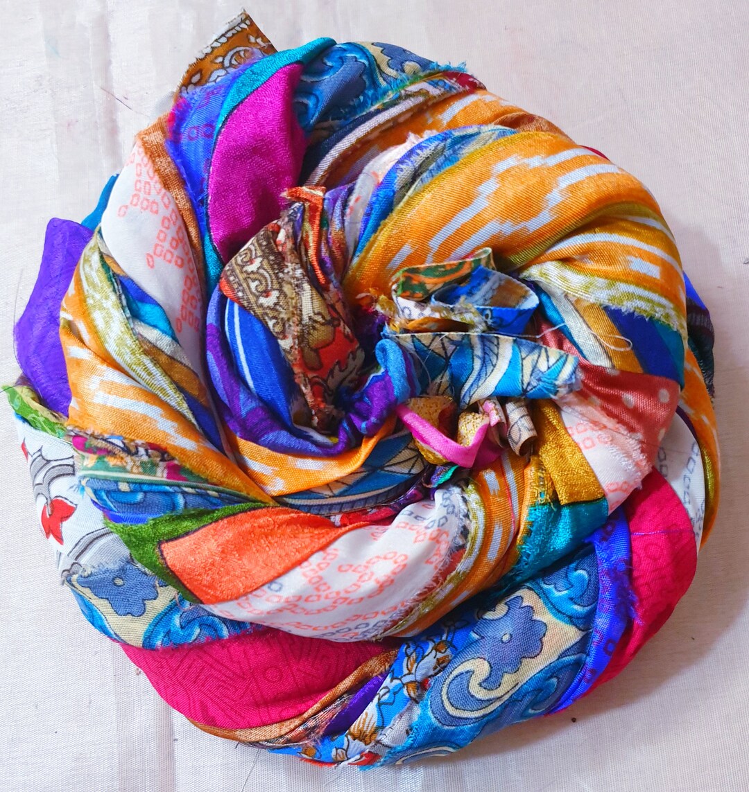 Silk Sari Strips Ribbon 50 YARDS Yarn Tassels SKEINS BRIGHT, Great for ...