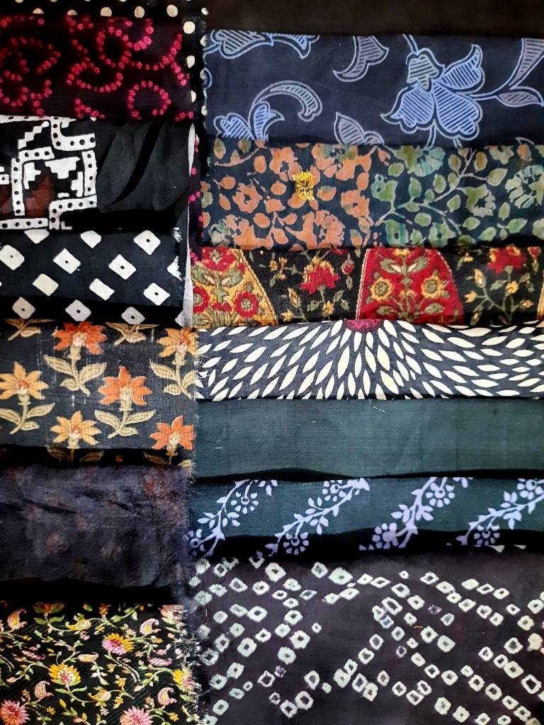 Lot Pure SILK Vintage Sari Fabric Material Remnant 8 - Etsy