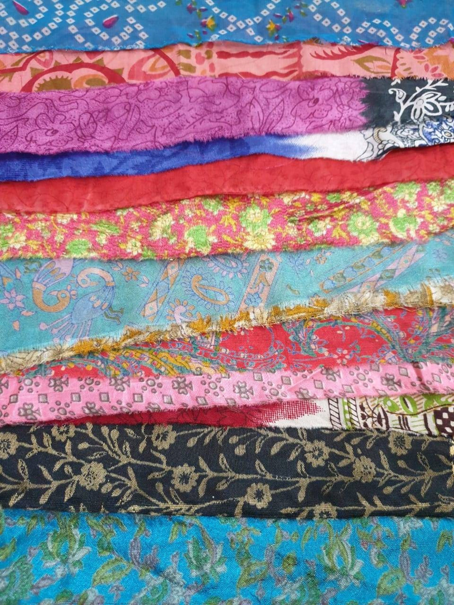 Silk Sari Strips Ribbon 30 YARDS Yarn tassels SKEINS MIXED | Etsy