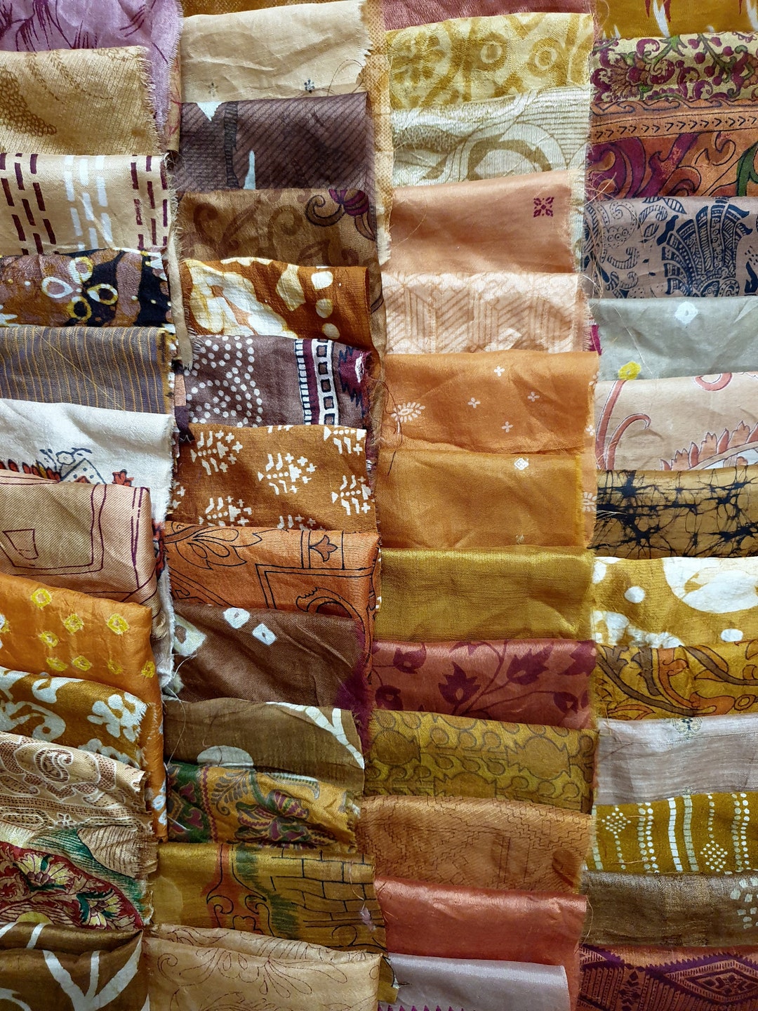 Sari Silk Sari Fabric Remnant India Sinppets 50 / 100 SMALL Pieces ...