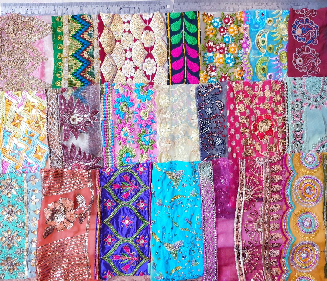 Antique Vintage Sari Trim Lace Lot Ribbon 20 Pcs Embroidery Zari ...