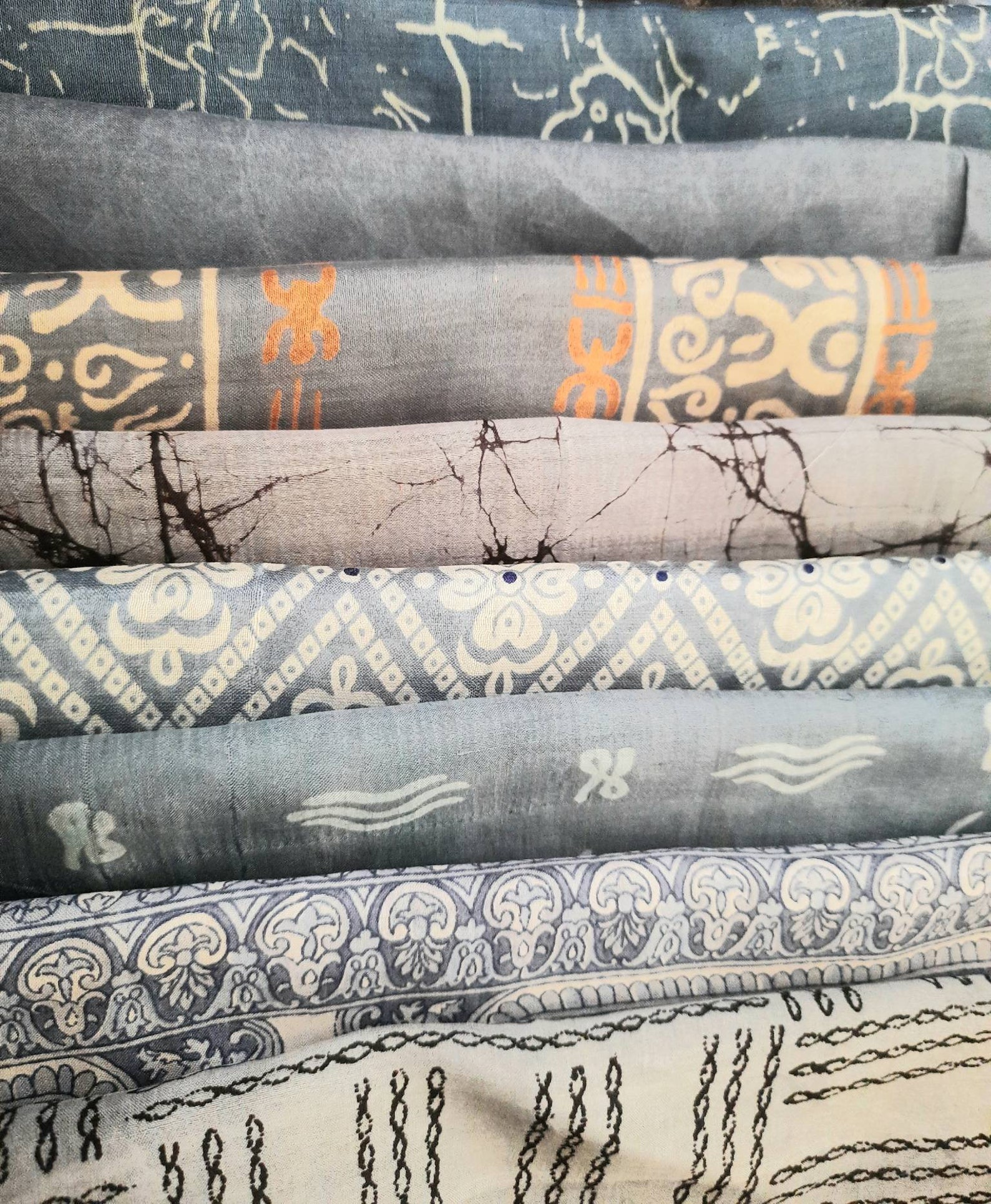 Lot Pure SILK Vintage Sari Fabric Material Remnant 8" SQUARES GREY, Use ...