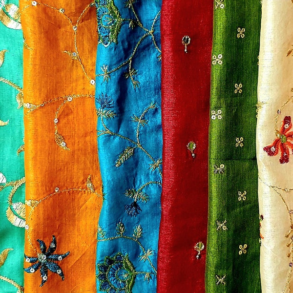 Embroidered Silk Fabric - Etsy