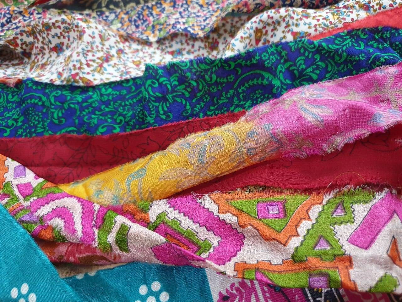 Silk Sari Strips Ribbon 30 YARDS Yarn tassels SKEINS MIXED | Etsy