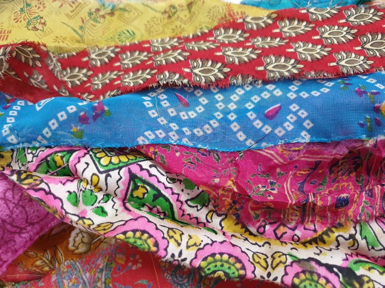 Silk Sari Strips Ribbon 30 YARDS Yarn tassels SKEINS MIXED | Etsy