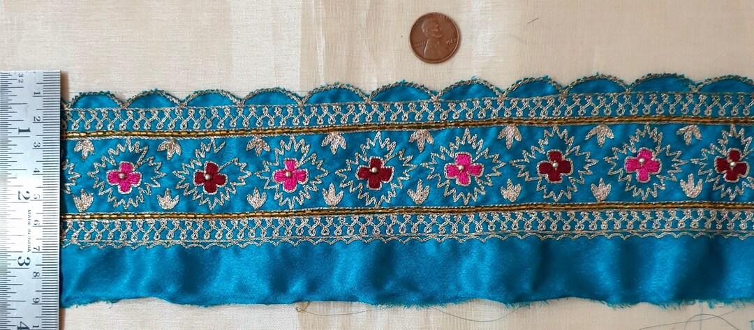 RARE Vintage Sari Lace Border Edging Trim Lace Ribbon Beads Sequins 2 Feet K261 BR10 - Etsy
