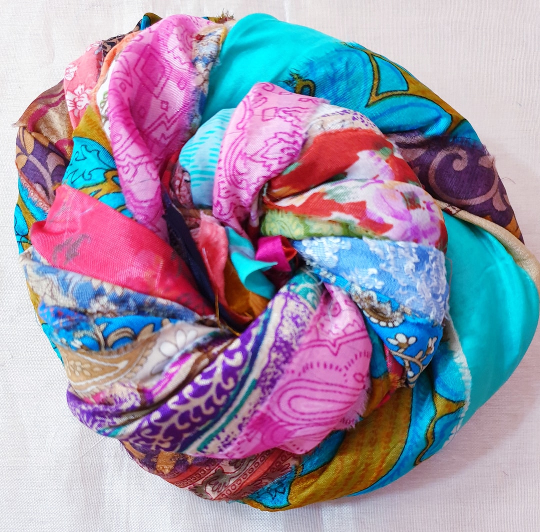 Silk Sari Strips Ribbon 50 YARDS Yarn Tassels SKEINS BRIGHT, Great for ...