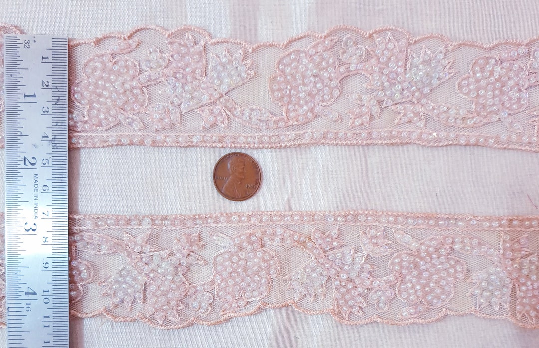 RARE Vintage Sari Lace Border Edging Trim Lace Ribbon Beads Embroidery Sequins 2 Feet A61 BR8 - Etsy