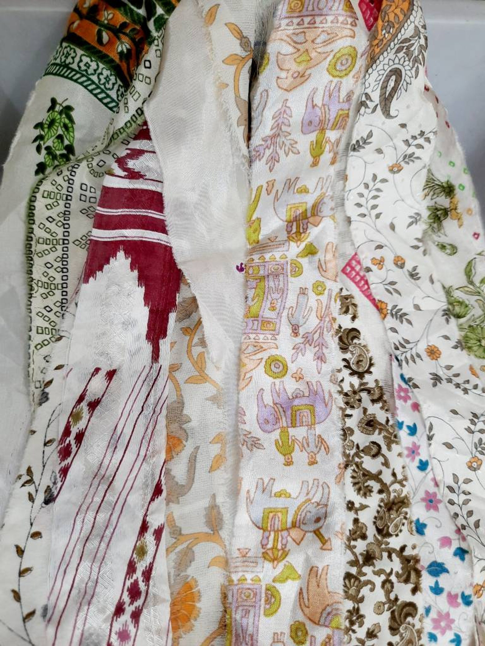 Silk Sari Strips Ribbon 20 YARDS Yarn Tassels SKEINS OFFWHITE - Etsy