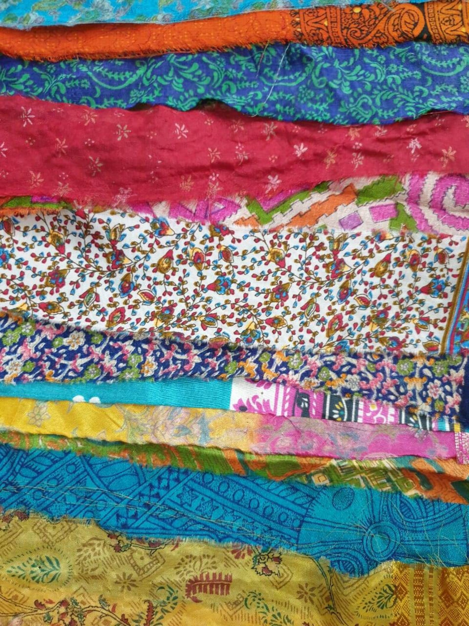 Silk Sari Strips Ribbon 30 YARDS Yarn tassels SKEINS MIXED | Etsy